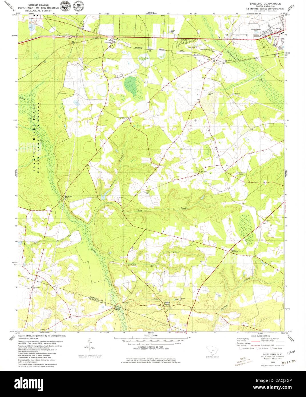 USGS TOPO Map South Carolina SC Snelling 261567 1979 24000 Restoration ...