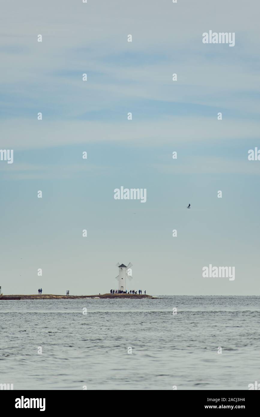 Old lighthouse in Swinoujscie, a port in Poland on the Baltic Sea. The ...