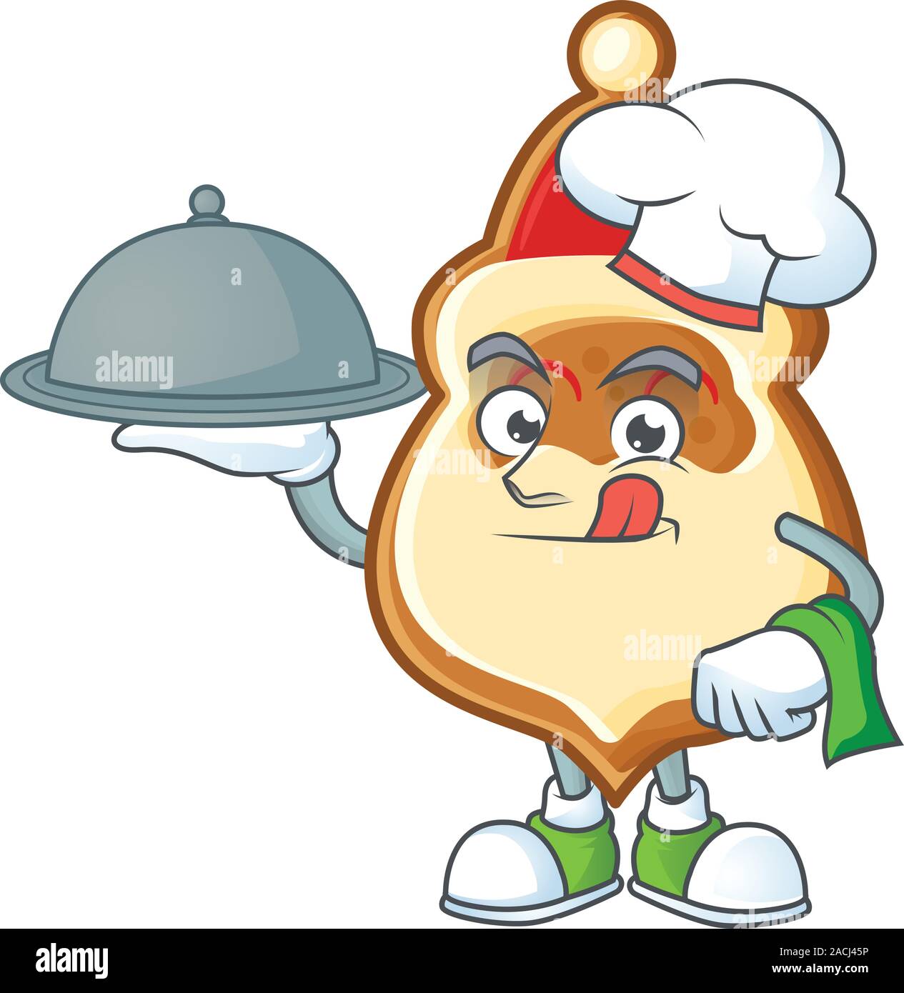 smiling christmas hat cookies as a Chef with food cartoon style design ...