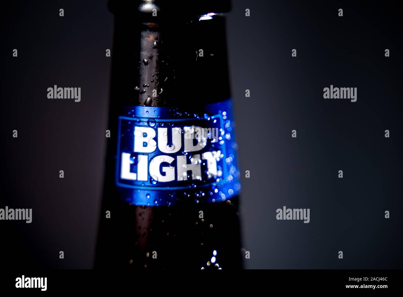 Bottles of Bud Light beer, an American light beer Stock Photo - Alamy