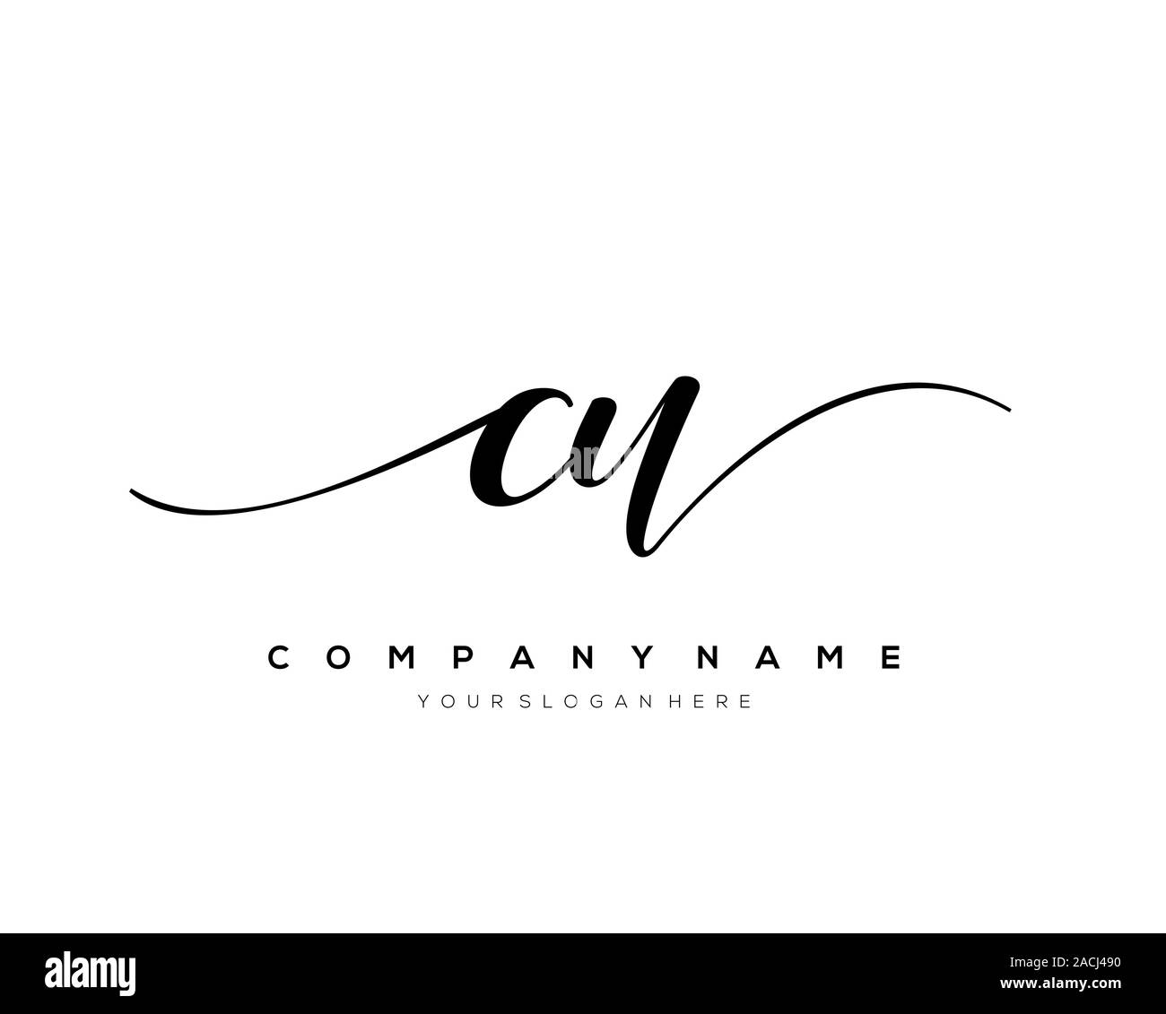 CU Letter initial handwriting logo vector Stock Vector Image & Art - Alamy