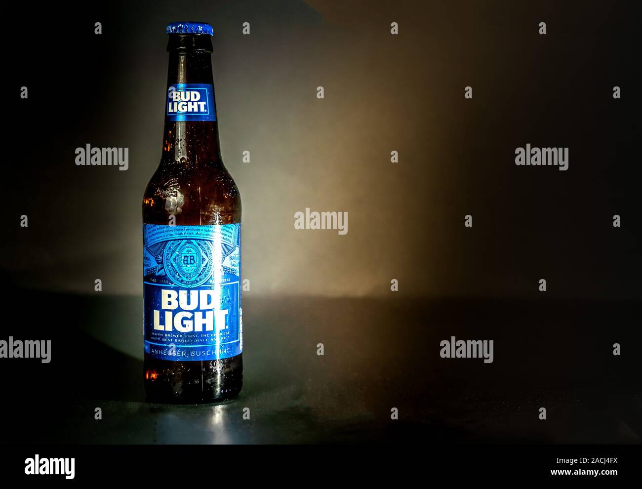 Bottles of Bud Light beer, an American light beer Stock Photo - Alamy