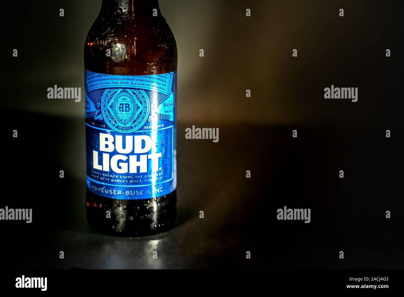 Bottles of Bud Light beer, an American light beer Stock Photo - Alamy
