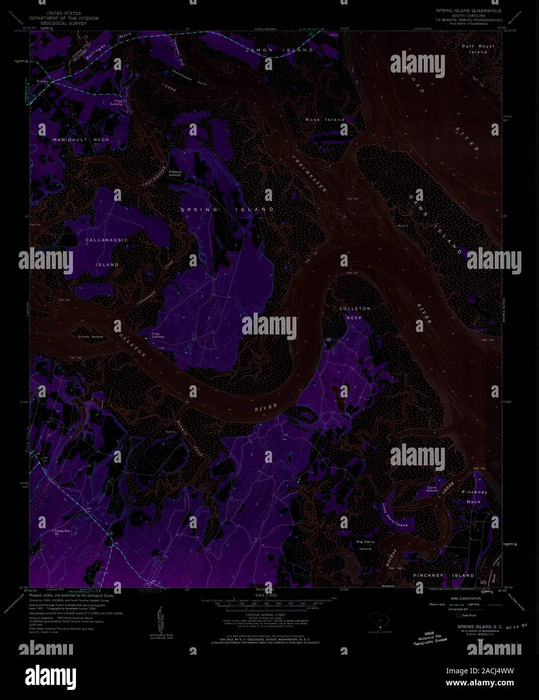 USGS TOPO Map South Carolina SC Spring Island 261582 1958 24000 ...