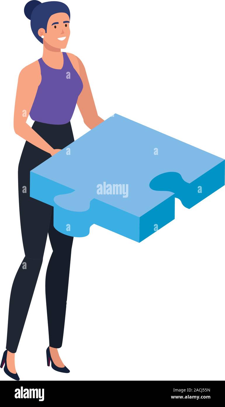 beautiful woman with puzzle piece avatar character Stock Vector Image ...