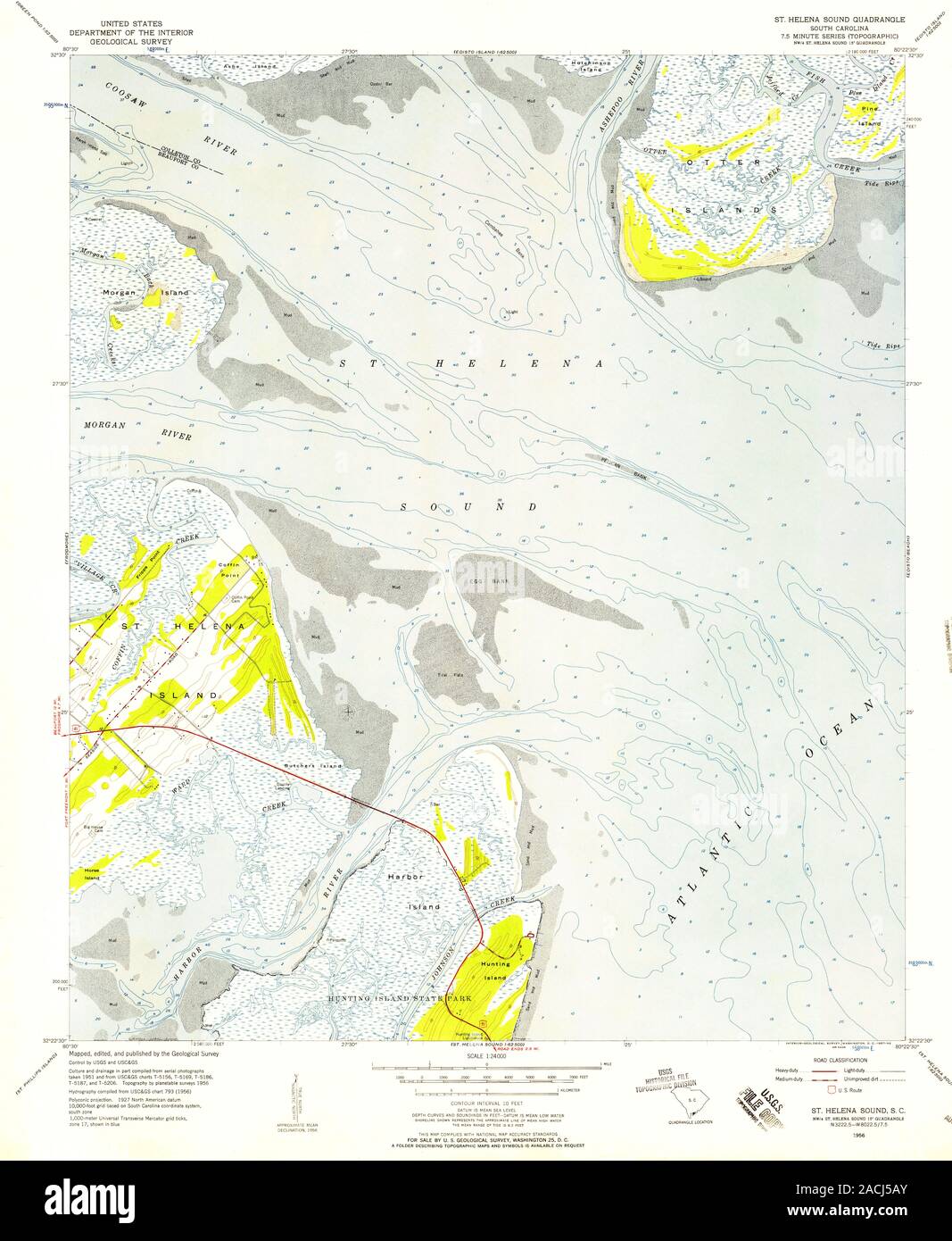 USGS TOPO Map South Carolina SC St Helena Sound 261593 1956 24000 ...