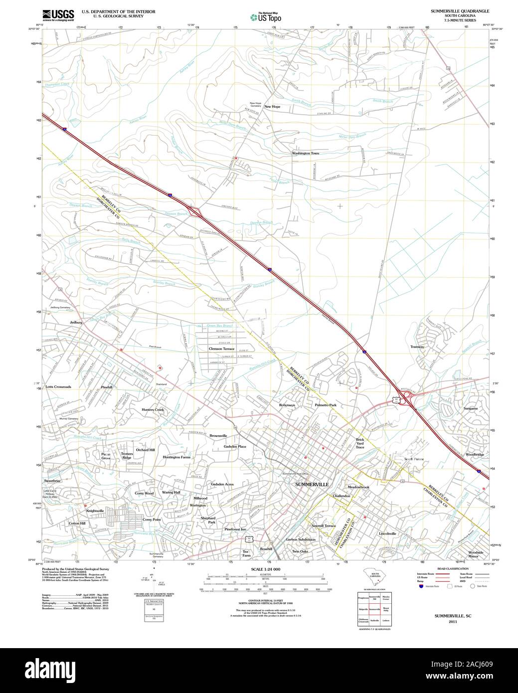 Summerville map hi-res stock photography and images - Alamy