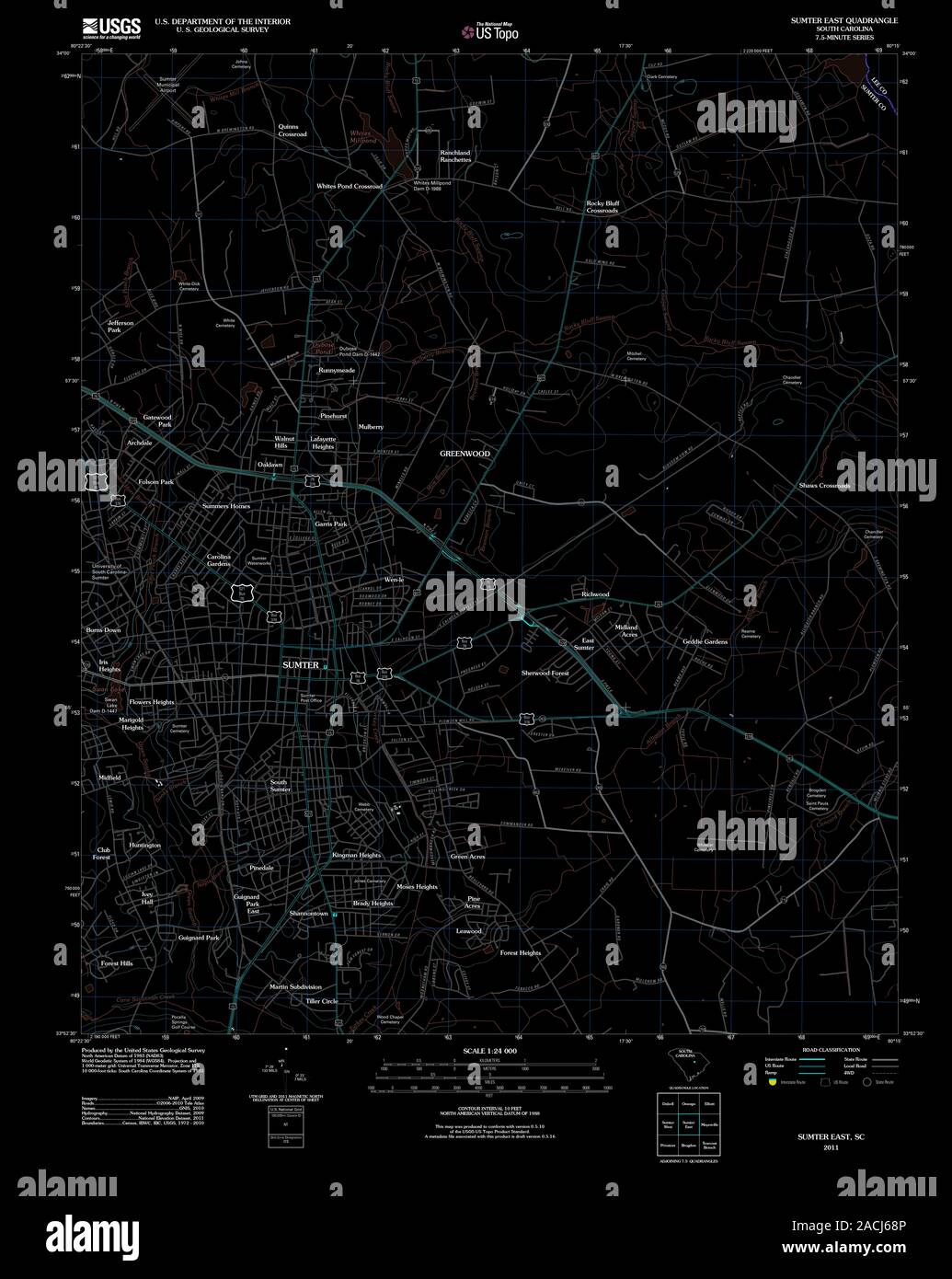 Map of sumter south carolina hi-res stock photography and images - Alamy