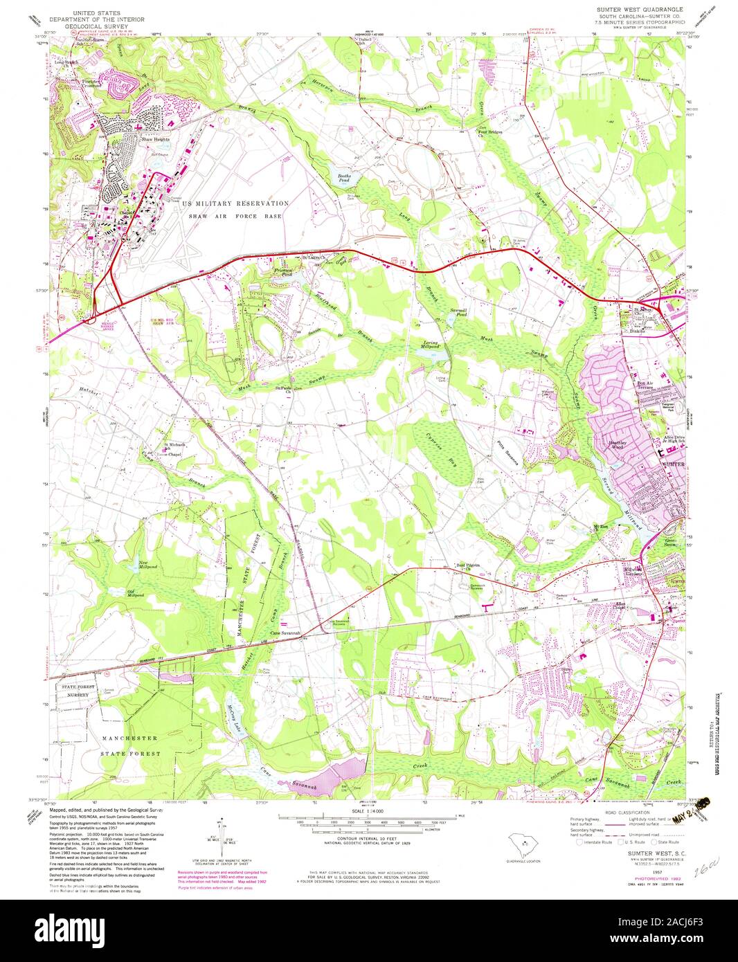 USGS TOPO Map South Carolina SC Sumter West 261620 1957 24000 ...