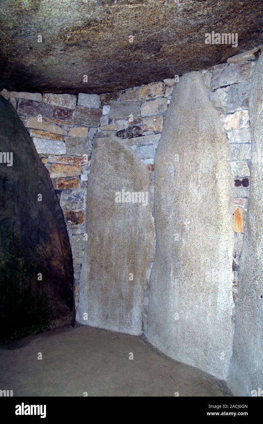 'Table des Marchand' portal tomb. View from inside the stone-age tomb ...