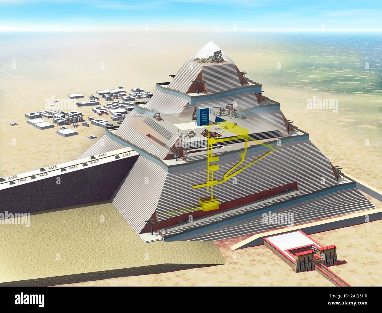 Construction of the Pyramids. Artwork showing a possible method used by ...