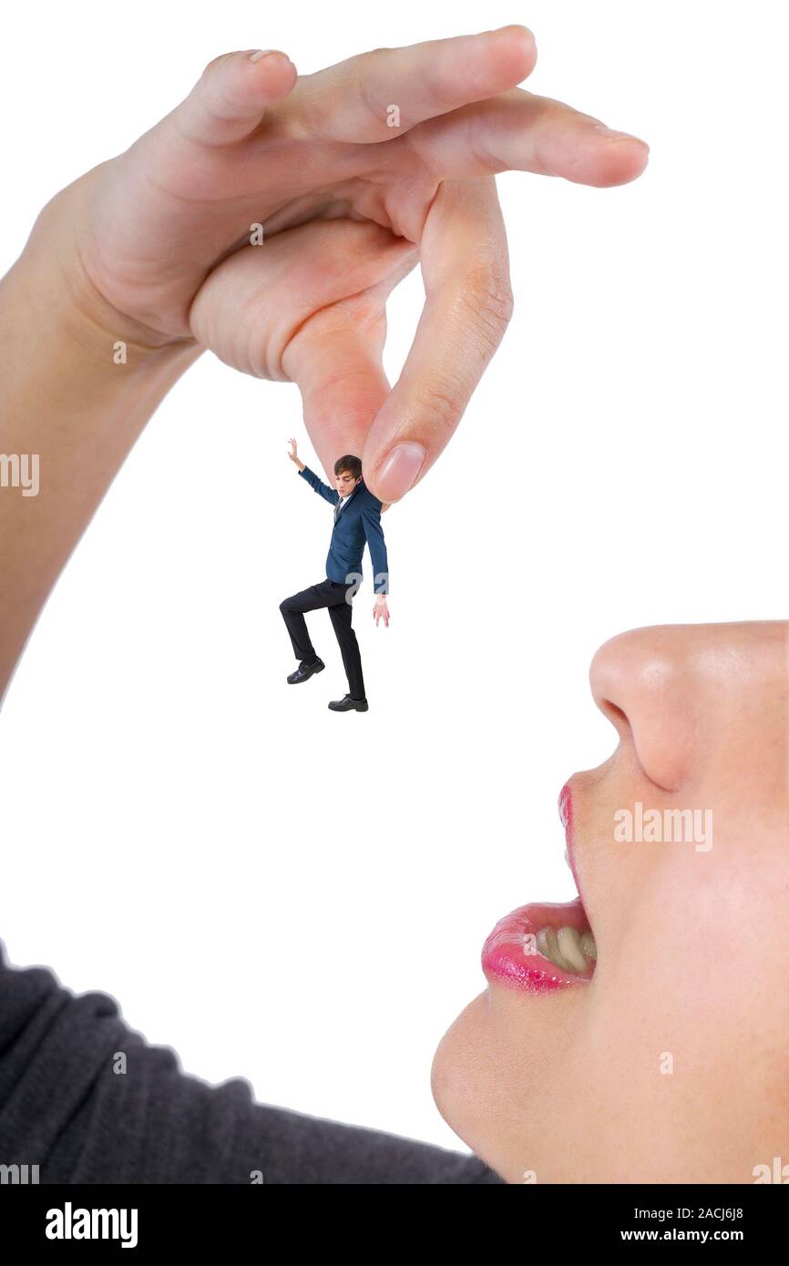 Giant woman holding small man hi-res stock photography and images - Alamy