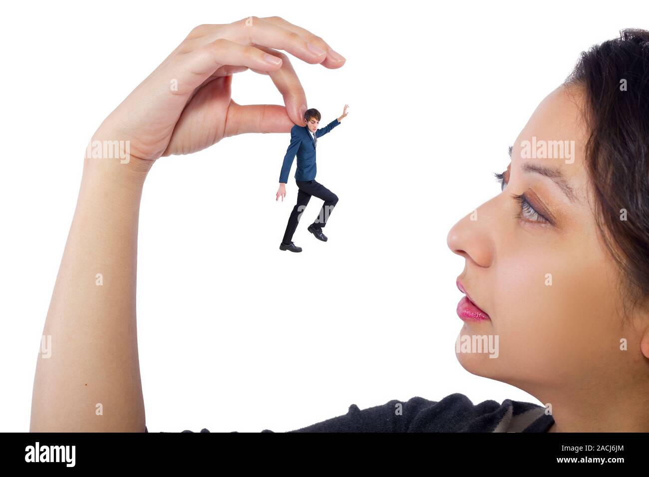 Giant woman holding small man hi-res stock photography and images - Alamy