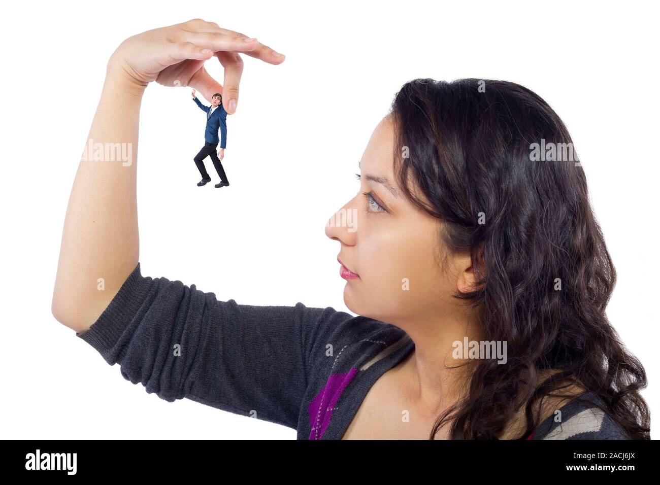 Giant woman holding small man hi-res stock photography and images - Alamy