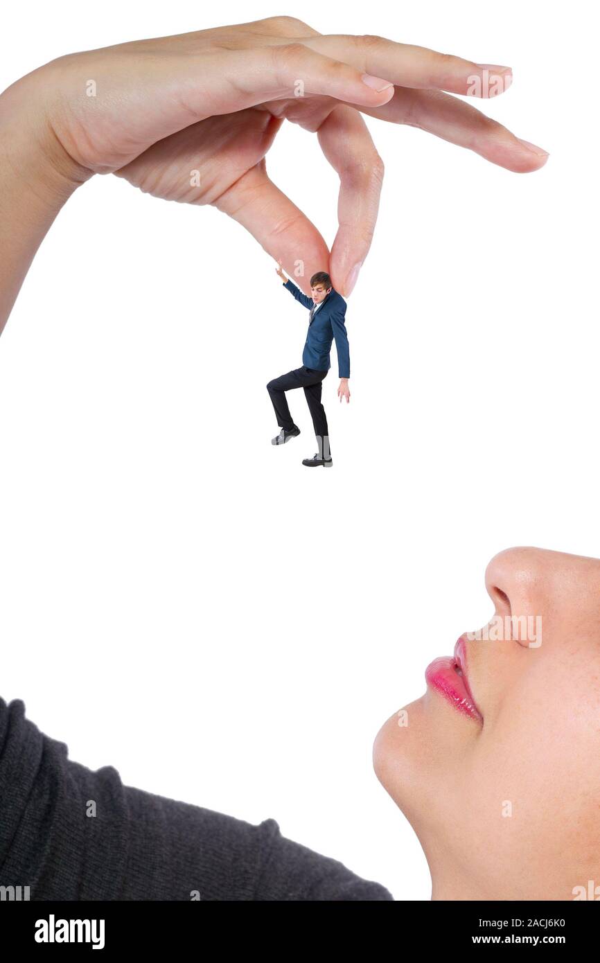 Giant woman holding small man hi-res stock photography and images - Alamy