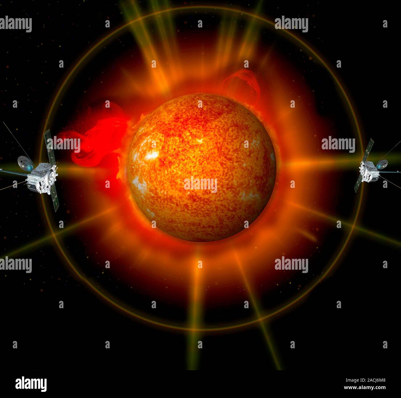 STEREO satellites. Computer artwork showing the orbit of NASA's STEREO ...