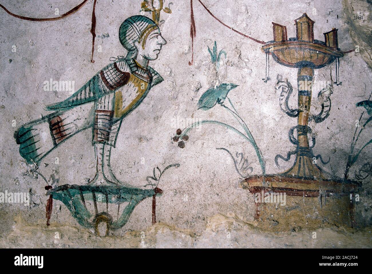 Mural of an Egyptian soul, Alexandria, Egypt. This mural shows the soul ...