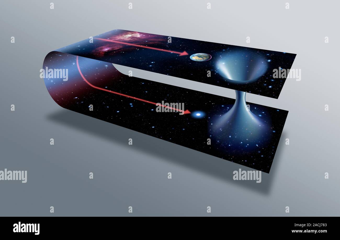 Wormhole. Conceptual computer artwork showing a wormhole leading from ...