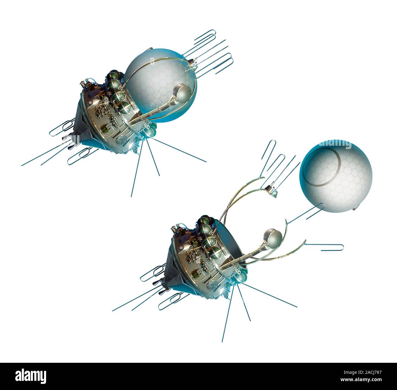 Vostok 1 capsule separation. Computer artwork showing the Vostok 1 ...