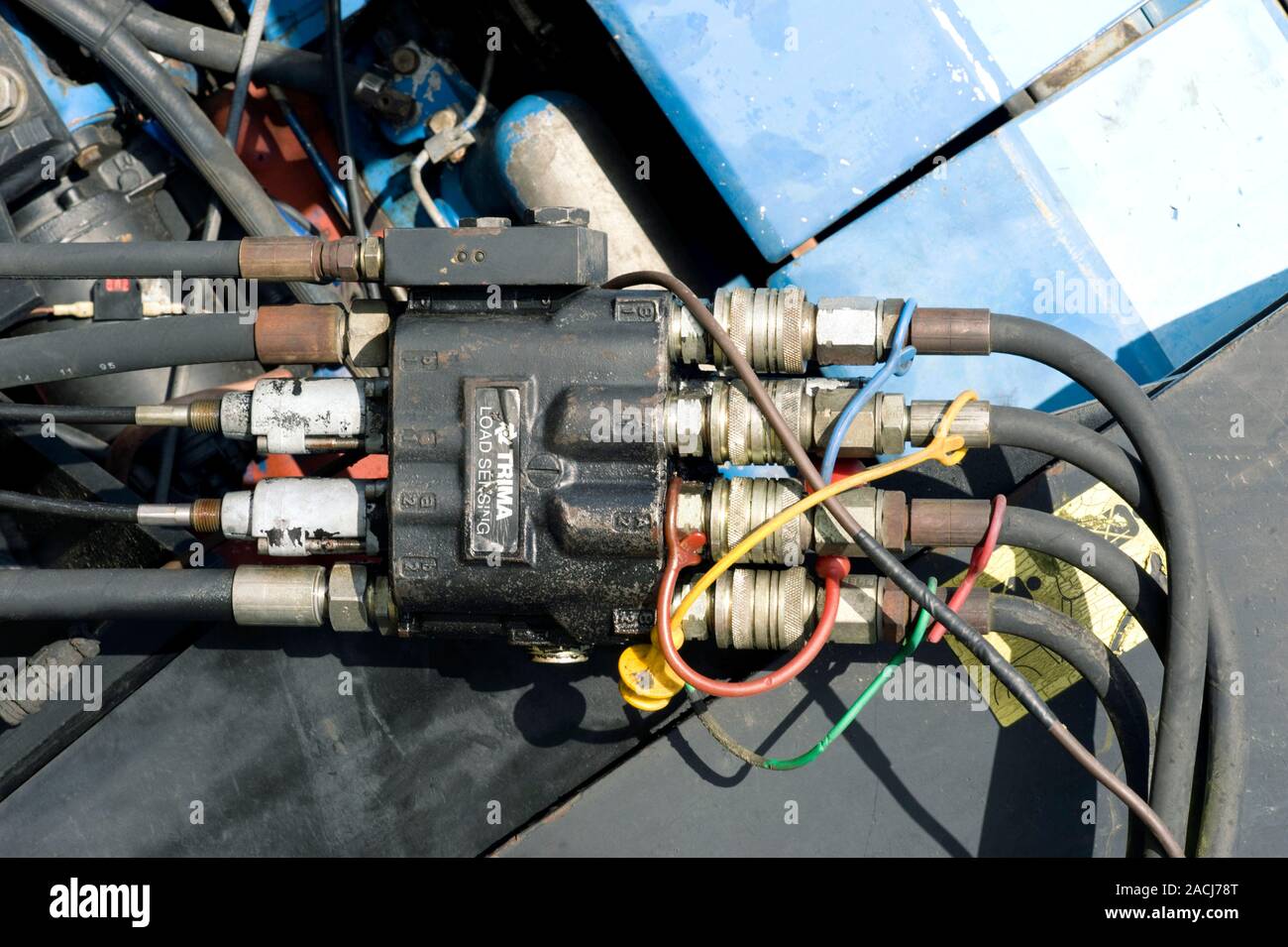 Hydraulic sensor and tubing. This sensor is part of a hydraulic system ...
