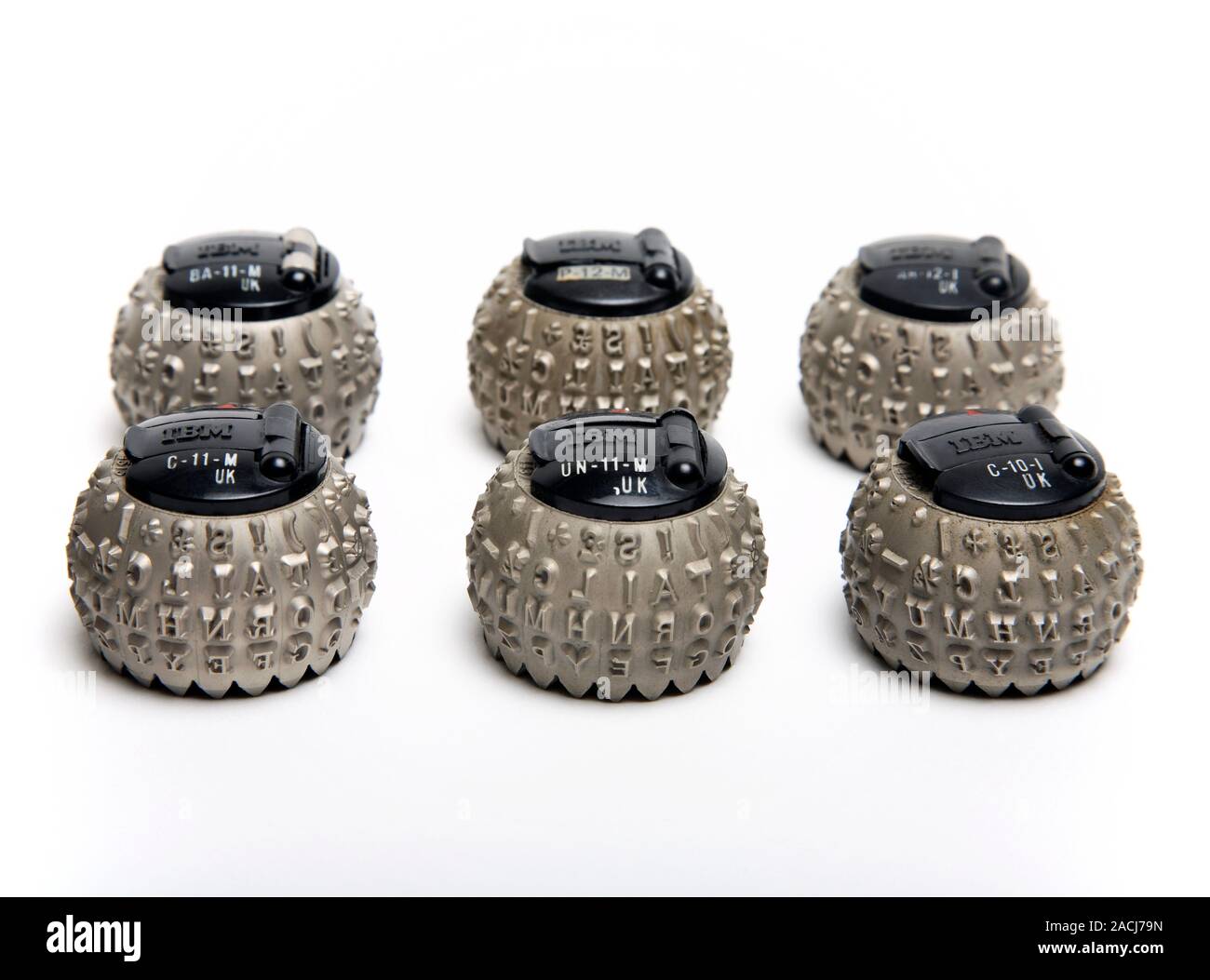 IBM Selectric typeballs. Typeballs were a new typesetting technology ...