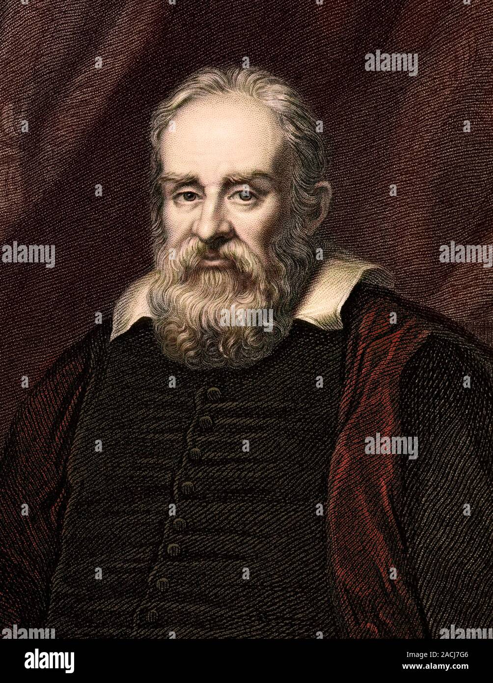 Galileo Galilei, Italian astronomer. Engraving by Robert Hart 1834 from ...