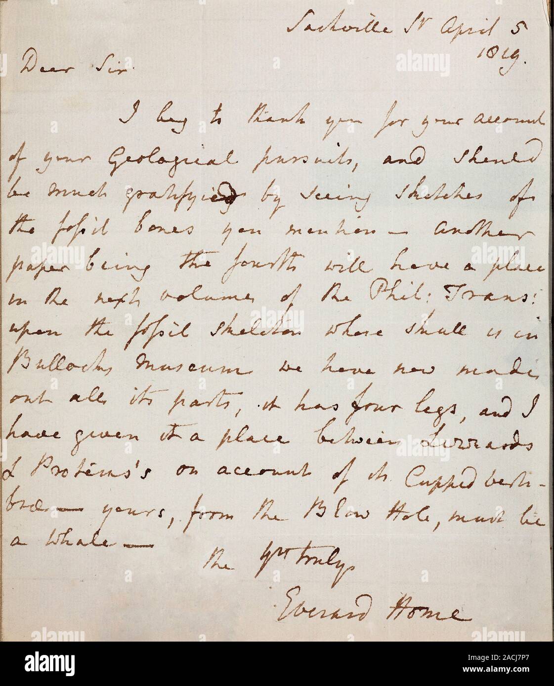 Sir Everard Home (1756-1832) 1819 letter to arctic explorer William ...