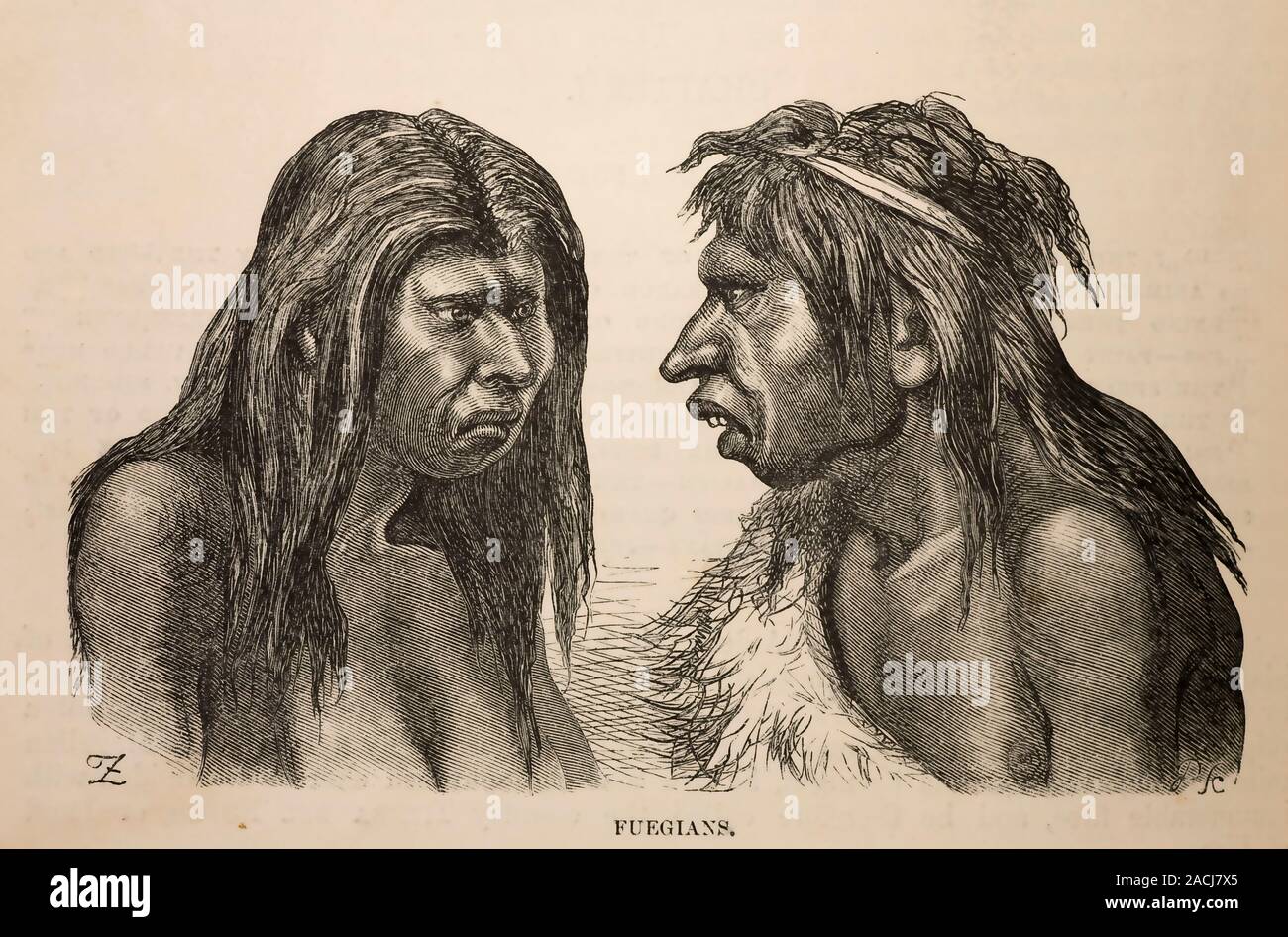 Woodcut by Zwecker in the Rev. J.G.Wood's 'Natural History of Man' 1870 ...