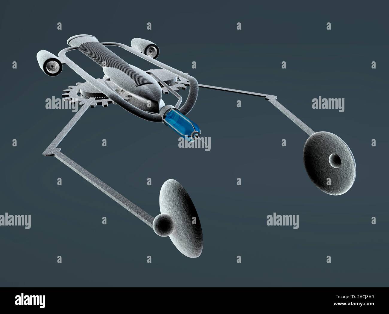 Medical nanorobots. Computer artwork of a nanorobot that is designed to ...
