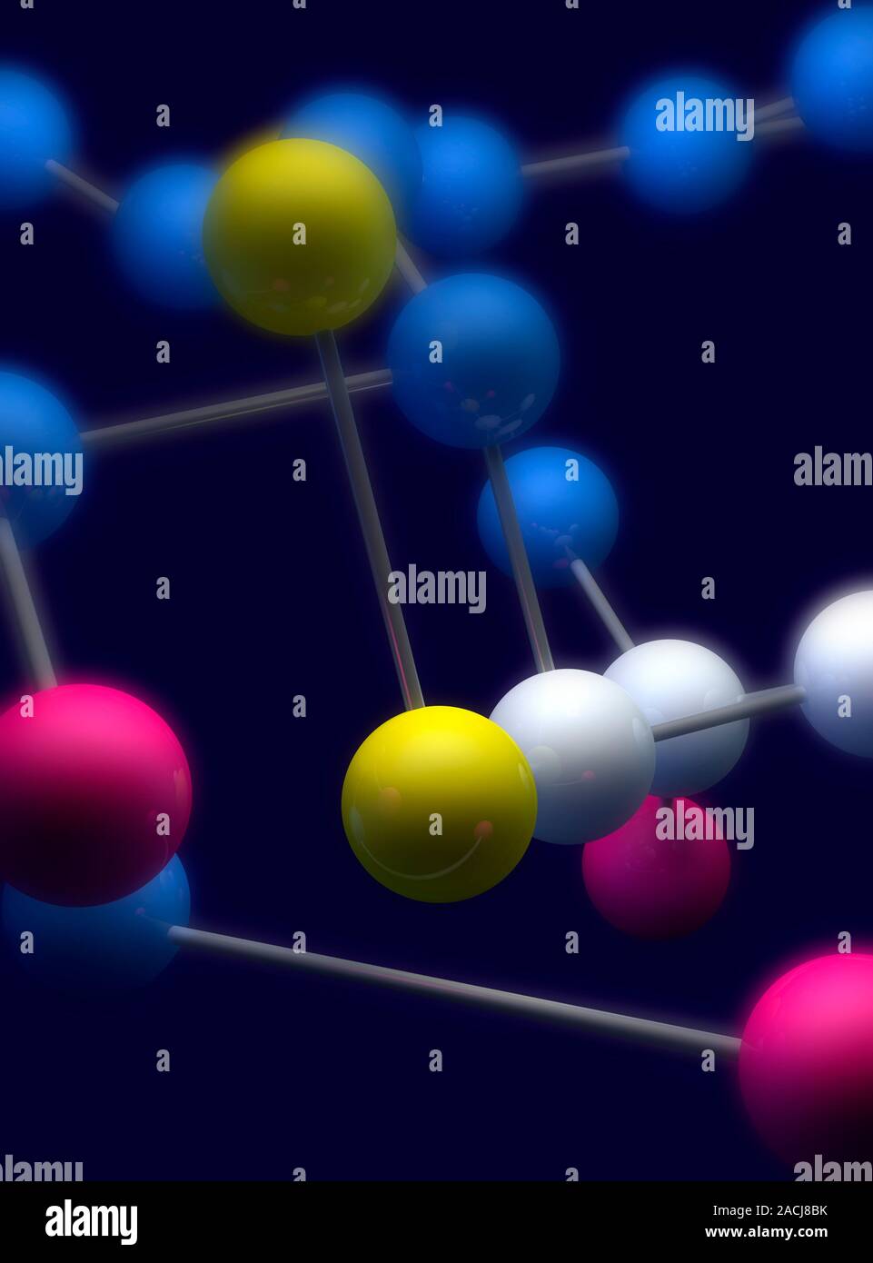 Molecular Model Artwork Of A Close Up Of A Ball And Stick Model Of The Structure Of A Molecule