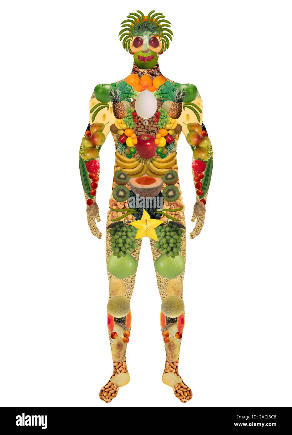 Food man, conceptual image. Composite image of different foods forming ...