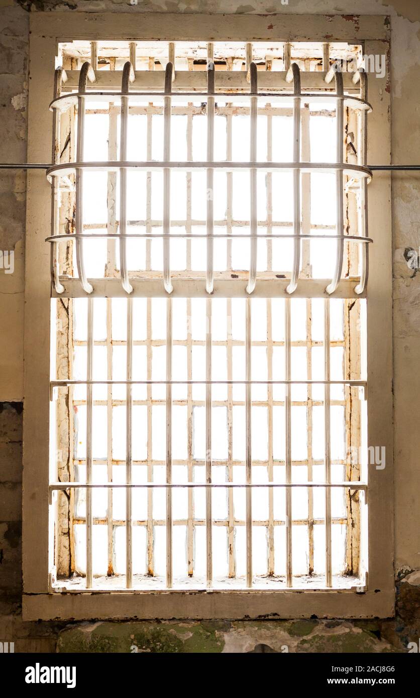 A window in Alcatraz Prison, a National Historical Landmark in San ...