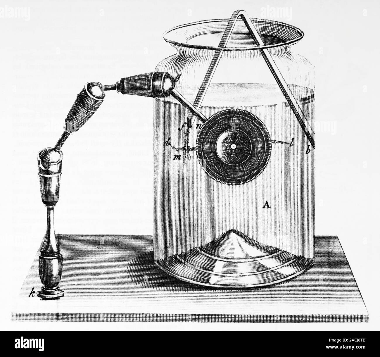 Historical microscope. 18th Century artwork of a microscope designed to ...