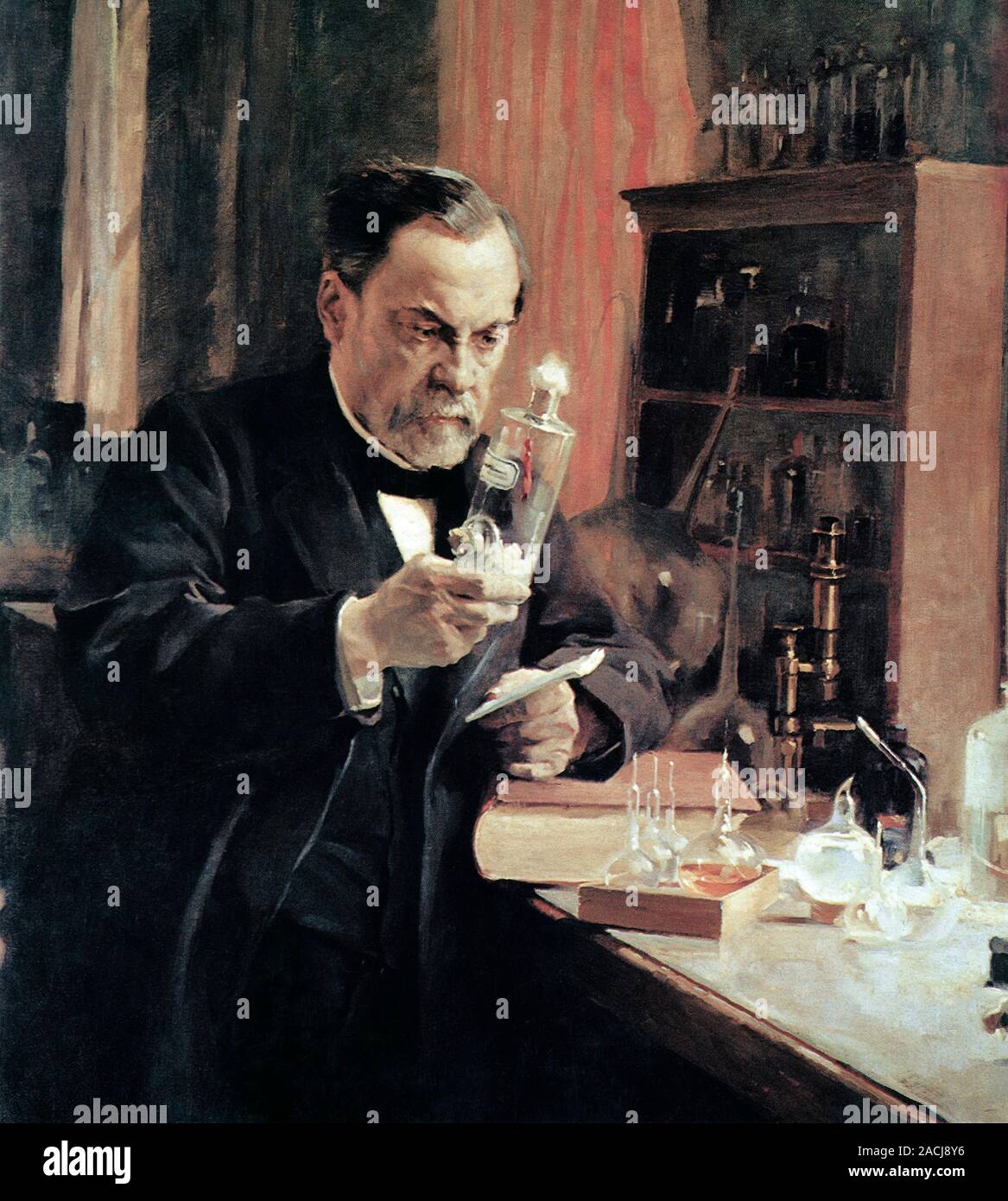 Louis Pasteur (1822-1895), French microbiologist and chemist, in his ...