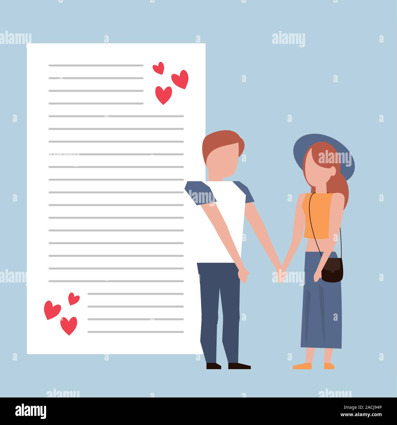 cute lovers couple with letter and hearts Stock Vector Image & Art - Alamy
