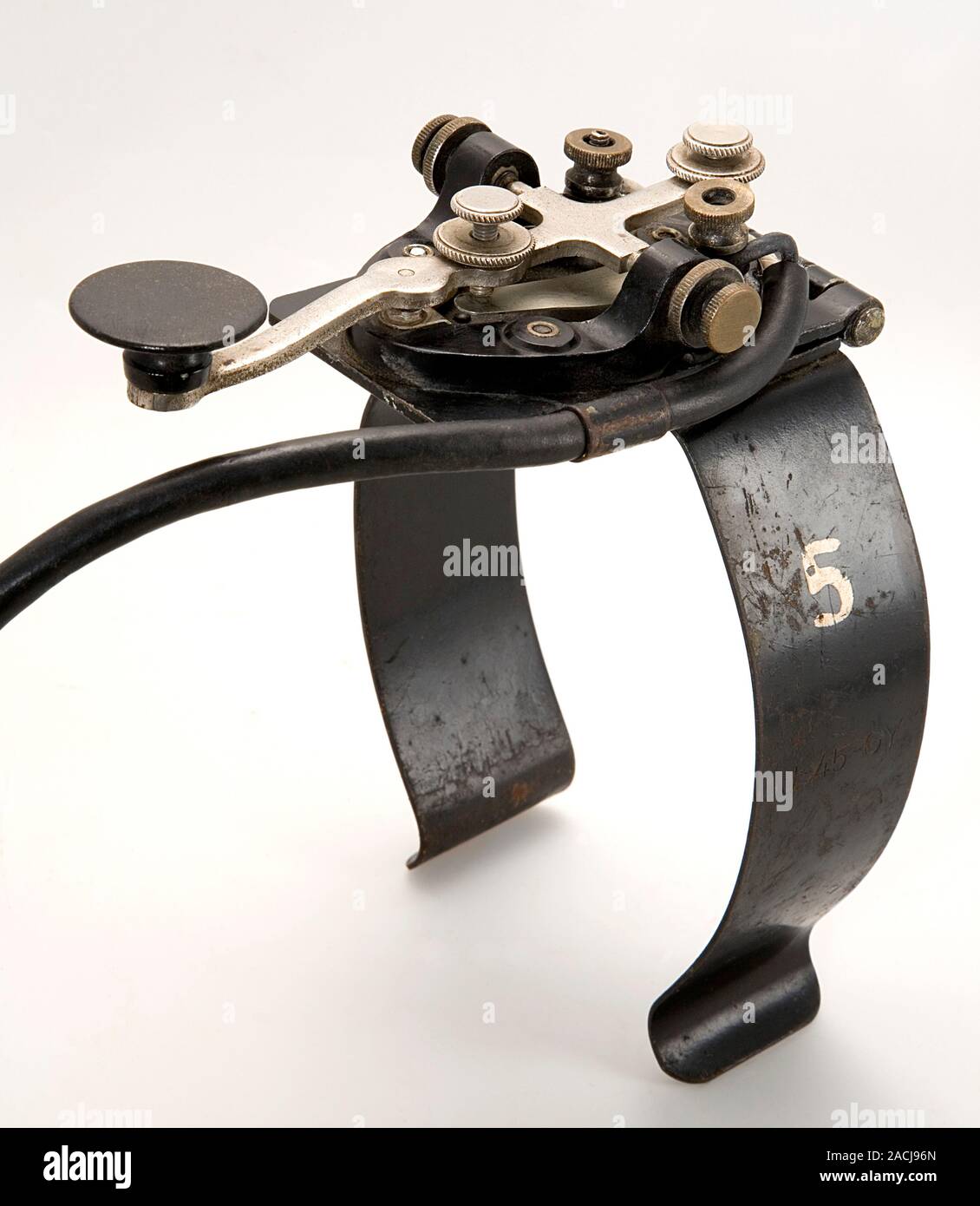 A well-used example of the portable telegraph key issued by the US ...