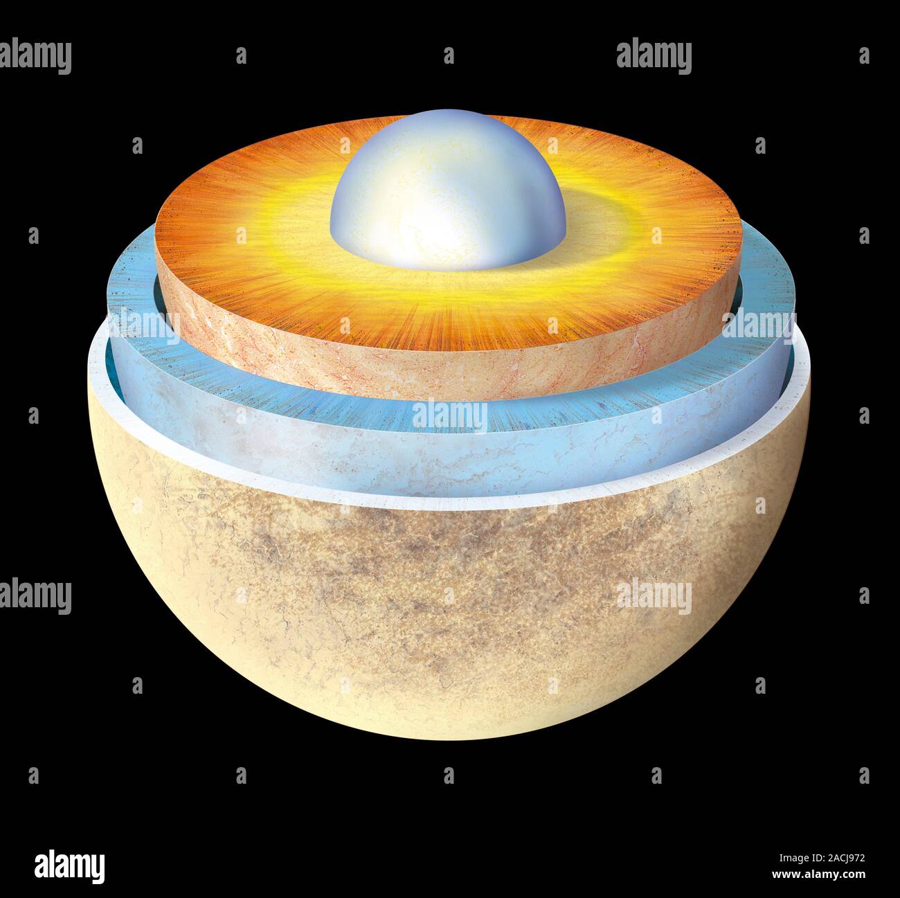 Structure of Europa. Cutaway computer artwork showing the interior of ...