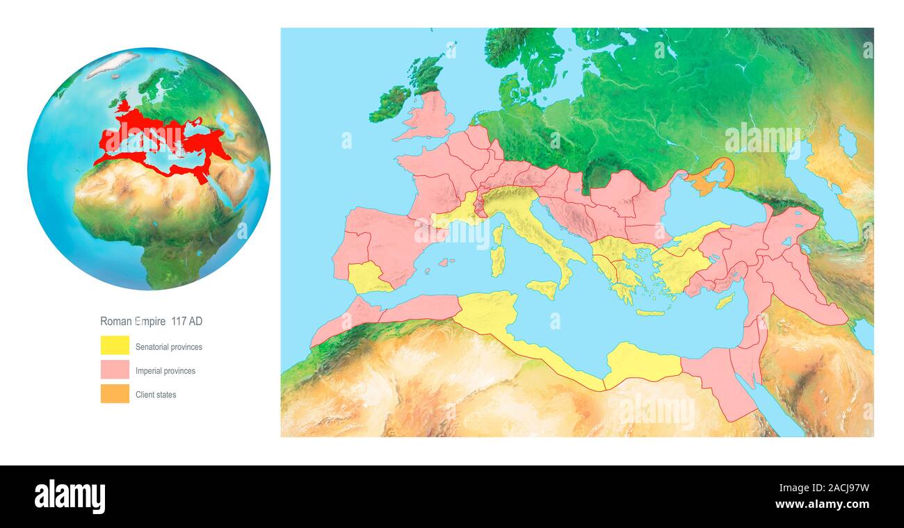 Roman Empire. Computer artwork showing the extent of the Roman Empire ...