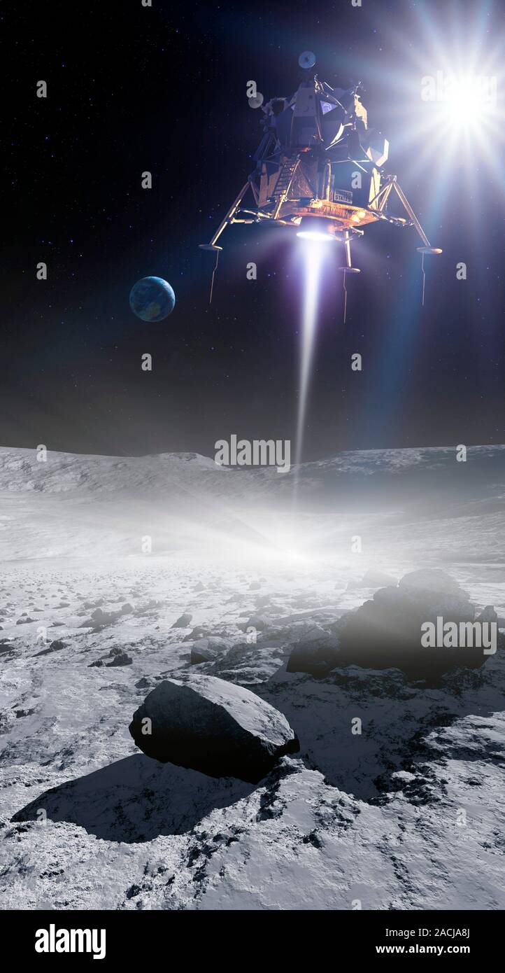 Apollo 11 Moon landing. Artwork of NASA's Apollo 11 lunar module LM-5 ...