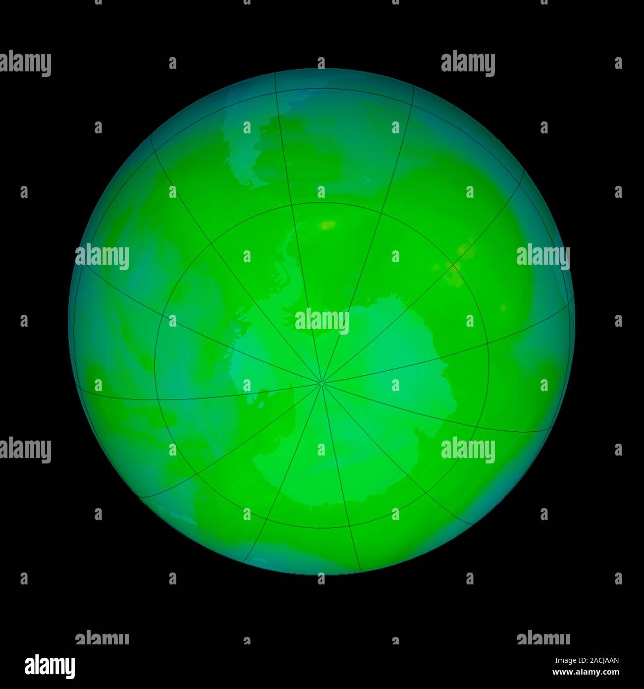 Antarctic ozone coverage. Satellite image showing consistent ozone ...