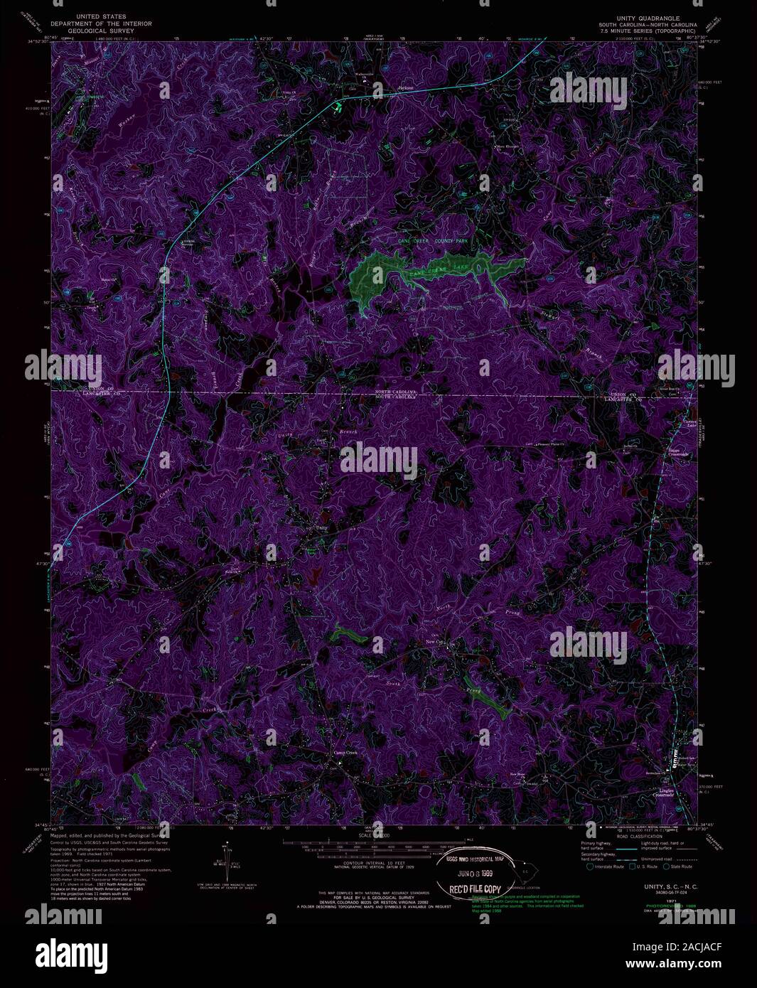 USGS TOPO Map South Carolina SC Unity 261666 1971 24000 Inverted ...