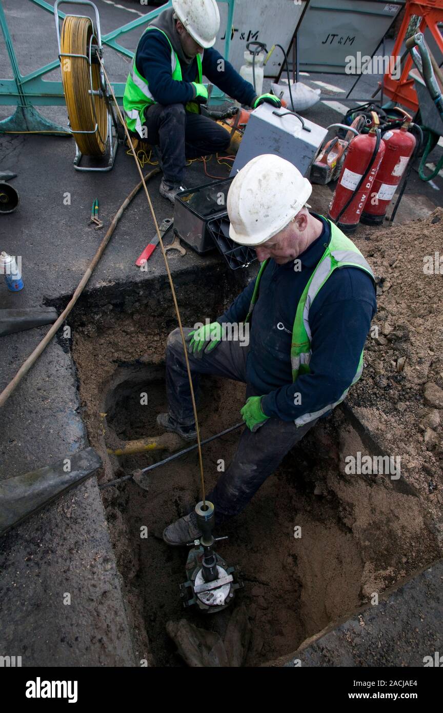Gas supply maintenance. Gas supply workers checking the condition of ...