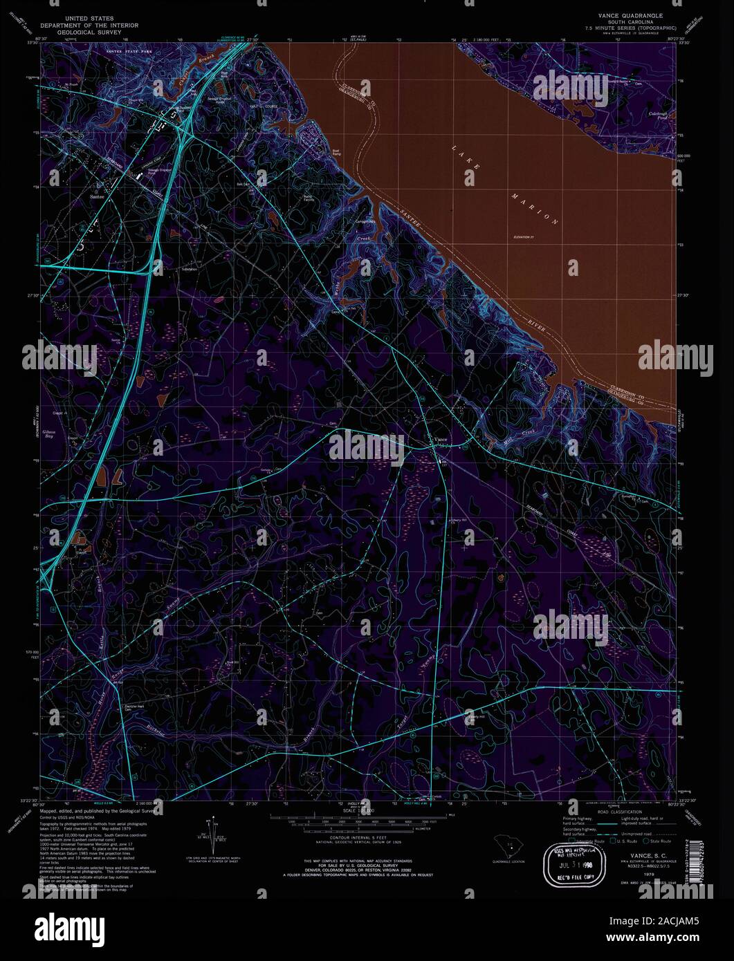 USGS TOPO Map South Carolina SC Vance 261671 1979 24000 Inverted ...