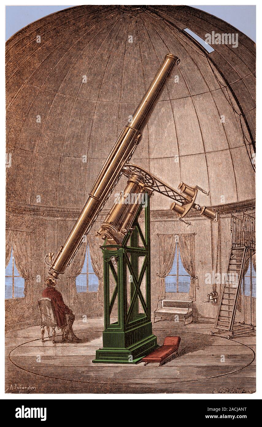 Engraving of the Great Equatorial Telescope of the Paris Observatory ...