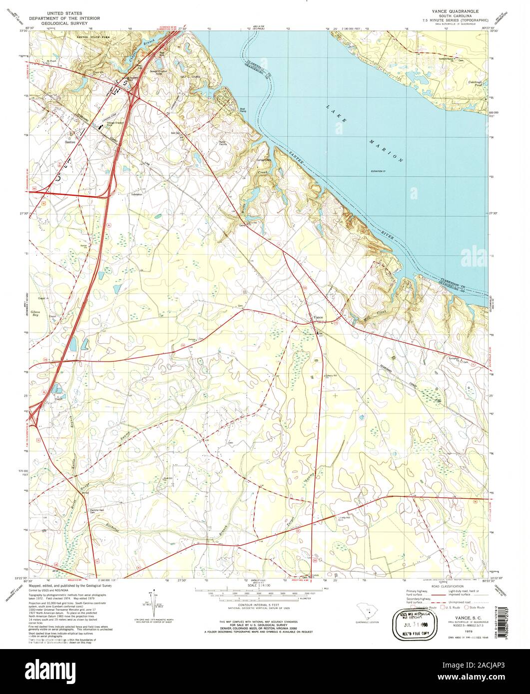 USGS TOPO Map South Carolina SC Vance 261671 1979 24000 Restoration ...