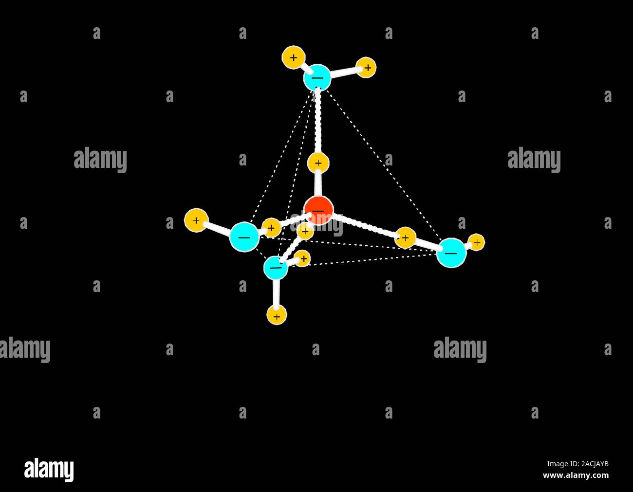 Liquid Water Structure Water Molecule. Computer Artwork Showing The