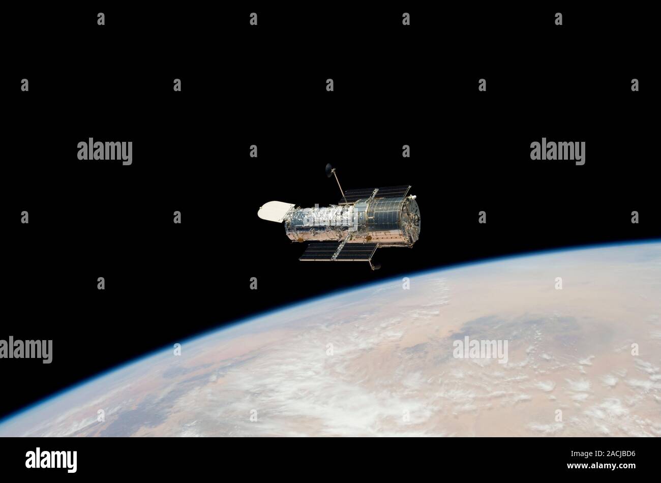 Hubble Space Telescope (HST) in Earth orbit. Image taken from space ...