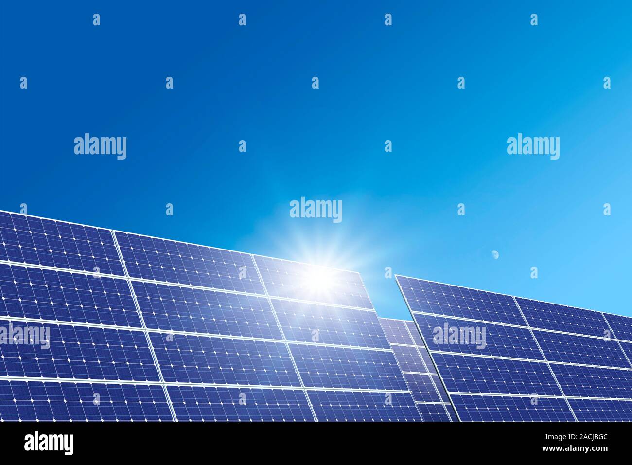 Solar panels in the sun. Solar panels generate electricity by ...