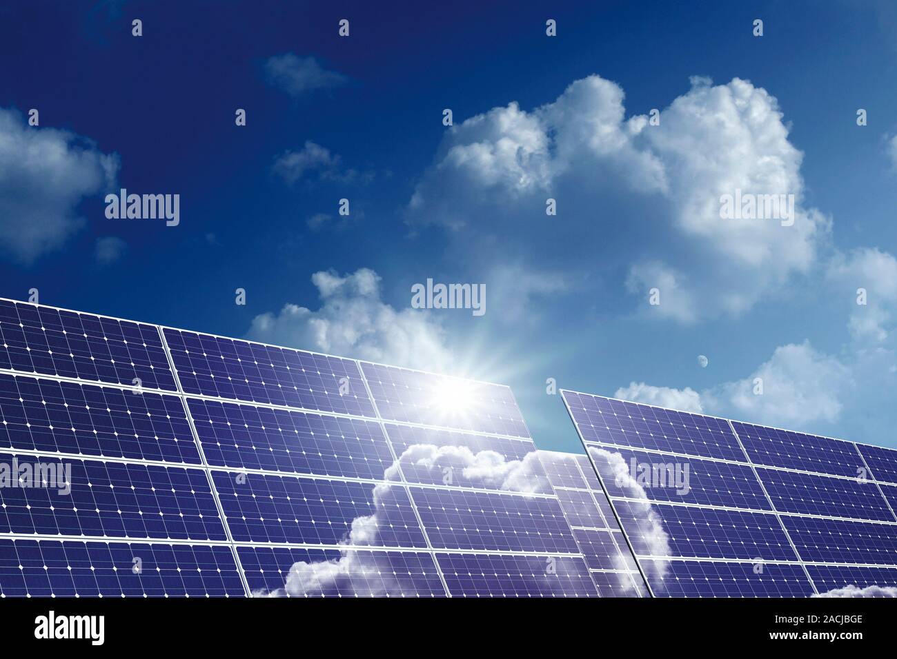 Solar panels in the sun. Solar panels generate electricity by ...