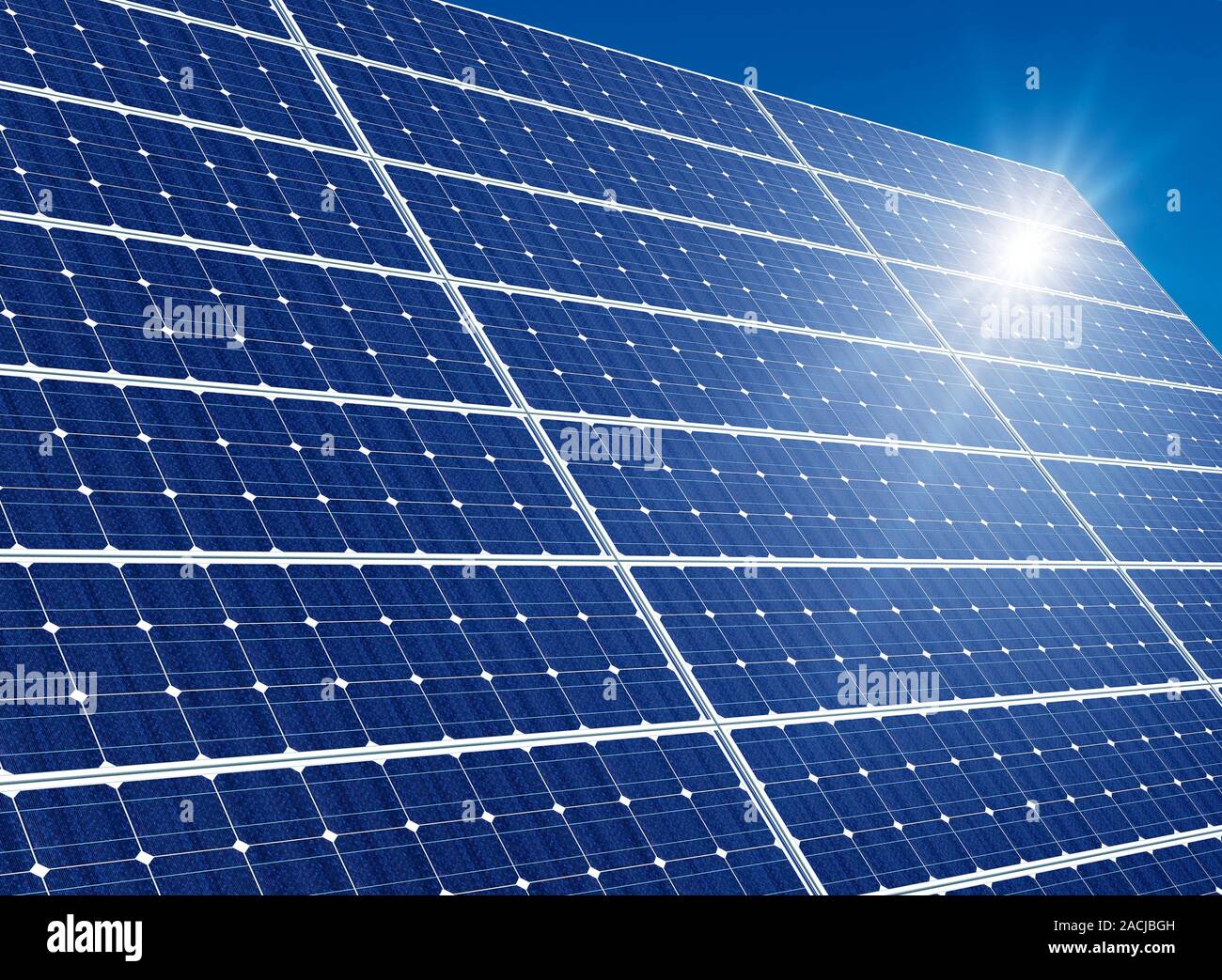 Solar panels in the sun. Solar panels generate electricity by ...